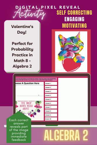 Practice with Simple Probability - Valentine's Day Digital Pixels