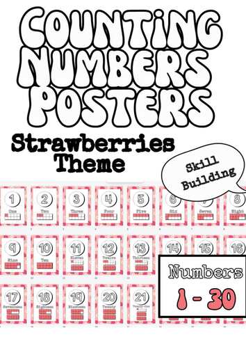 Strawberry Counting Posters 1-30 - Fun Classroom Decor for Early Math