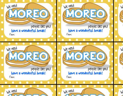 Golden Oreo Christmas/Winter Holiday Gift Tag- We need MOREO people ...