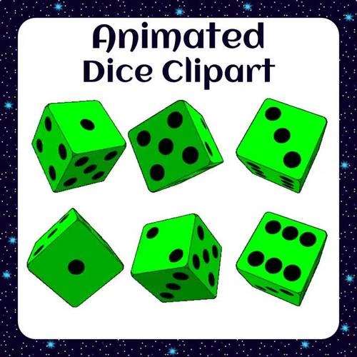 Animated GIF Dice Clipart – Green with Black Dots | TpT