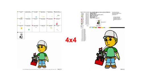 Handy Manny Cartoon Character with Talking Tools Embroidery Designs ...
