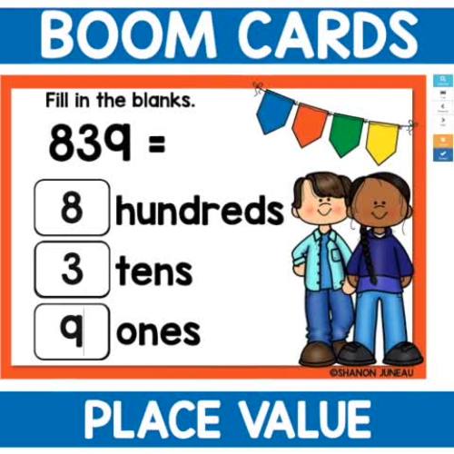 Place Value to 1000 Expanded and Standard Form Boom Task Cards 2nd Grade