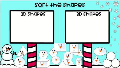 WINTER/HOLIDAY 2D & 3D Shape Sort -Digital Google Online Distance ...