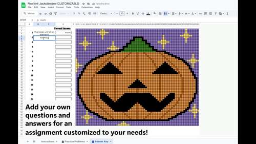 Customizable Pixel Art | Halloween | Google Sheet by Two Teachers' Pets