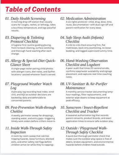 SOP Series: Childcare Health and Safety Checklist Bundle by Admin 4 You