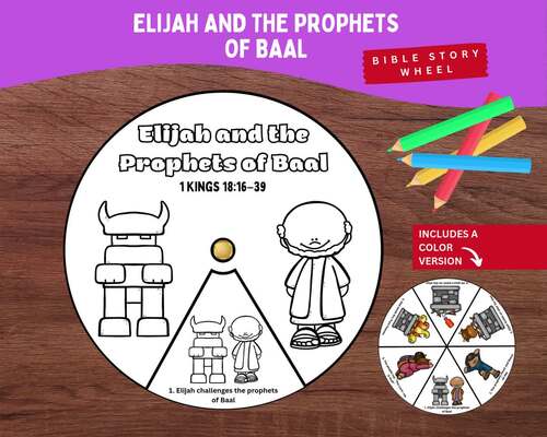 Elijah and the Prophets of Baal Coloring Wheel | 1 Kings 18 Bible Craft ...