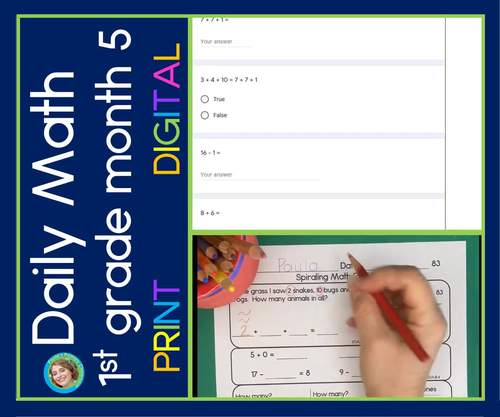 Math Spiral Review Month 5 Daily Print and Digital Morning Work 1st Grade