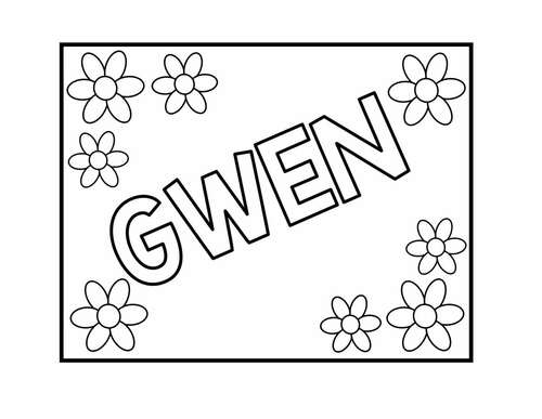 Printable Spring Flowers Name Coloring Pages, Bulletin Board Name Posters