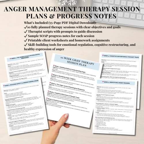 Anger Management Therapy Session Plans,10-Week Counseling Workbook for ...