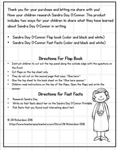 Sandra Day O'Connor Writing Women's History Month Bulletin Board