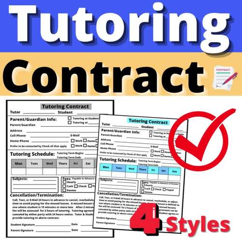 Tutoring Contract Resource Tutor Services Teacher School Tutor Contracts