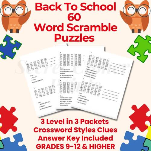 Challenging Word Scrambles Puzzles for High School & Adults – Back to ...