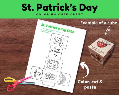 St. Patrick's Day Printable Cube Craft, Fun Activity for Kids | TPT