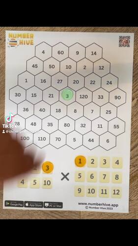 Number Hive Multiplication 20 Randomized Printable Board Games Simple Factors