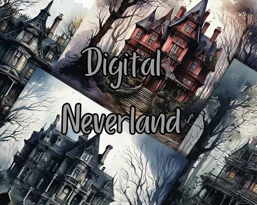 Haunted House JPG Clip Art Set, Spooky House Digital Background | TPT