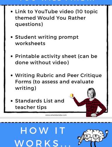 Would You Rather Brain Break & Persuasive Writing Activity Bundle (Gr. 5-8)
