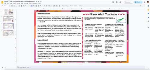 Google Slides - Women's History: Frida Kahlo Nonfiction Comprehension