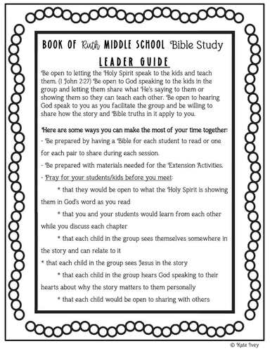 Book of Ruth Bible Study for Middle Schoolers by Teacher Mama Kate