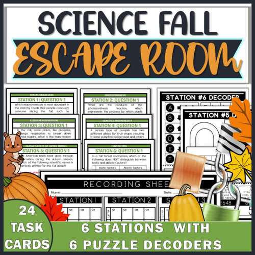 Science Fall Escape Room | Task Cards Stations | Fall Science Activity ...