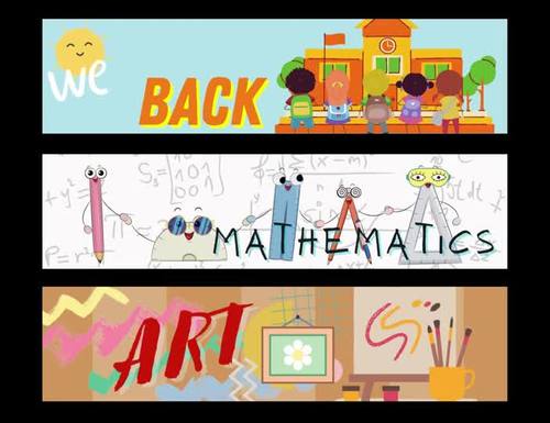 ANIMATED BACK 2 SCHOOL SUBJECT THEMED VIRTUAL BANNERS BUNDLE | GOOGLE ...