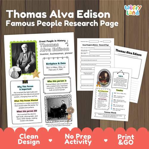 Thomas Edison Research Project | Famous Inventors Biography | STEM Science