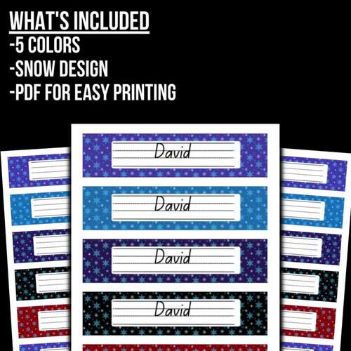 Student Name Desk Labels → PRINTABLE Snow Flakes Classroom Tags / Cards