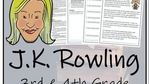 J.K. Rowling Close Reading Comprehension Activities | 3rd Grade & 4th Grade