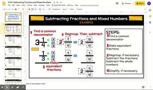Subtracting Fractions and Mixed Numbers Digital Activity by Keep On Growing