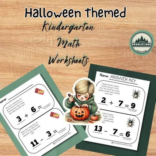 Halloween Math Word Problems for Kindergarteners by Pearlie Janes Creations