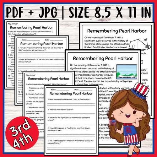 Pearl Harbor Day Reading Comprehension Passages | Pearl Harbor Activities
