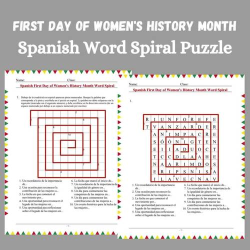 Spanish Womens History Month Word Spiral Puzzle by Top Opportunities ...