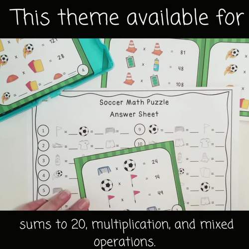 Soccer Logic Puzzle Enrichment Activity Task Cards Addition Sums to 20