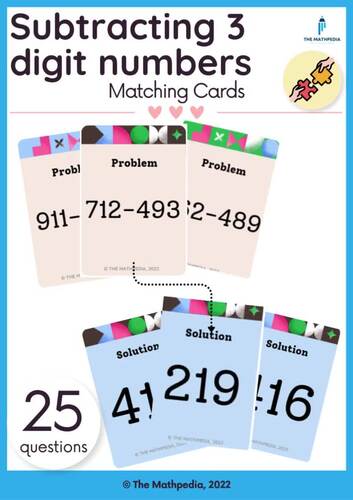 Matching Card Activity: Subtracting 3-Digit Numbers by The Mathpedia