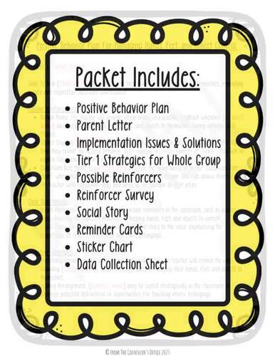 Positive Behavior Plan: Managing Hands, Feet, & Object Control for K ...