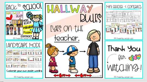 Back to School Hallway Rules Editable Posters and Mini Reader by ...
