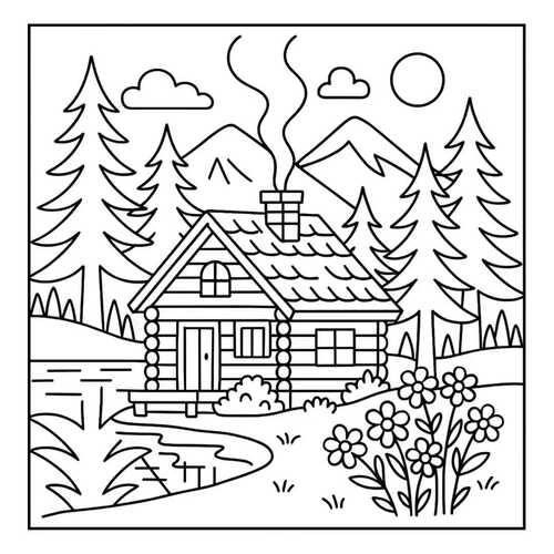 Cozy Landscapes Coloring Pages | 45 Relaxing Scenery Coloring Book