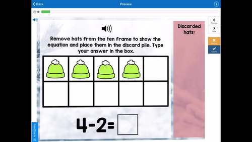 Ten Frame Subtraction Winter Math Activity Digital Task Cards with Boom ...