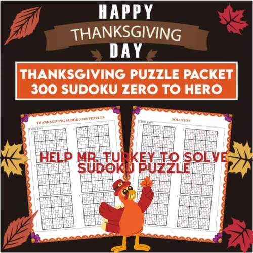 Thanksgiving Sudoku Puzzle Zero to Hero - Help Mr. Turkey to Solve ...