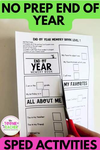 End of Year Activities SPED, Differentiated Memory Book & Reflection ...