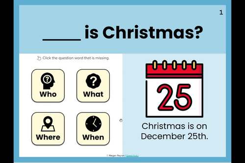 Asking WH QUESTIONS Digital Speech Therapy CHRISTMAS by SpeechLaLi
