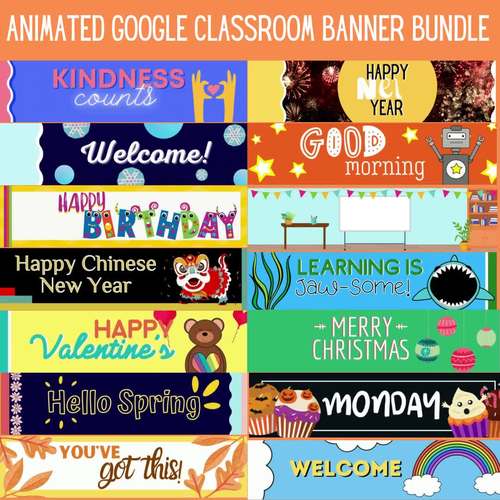 Google Classroom animated headers banners MEGA BUNDLE by Wonder at the ...