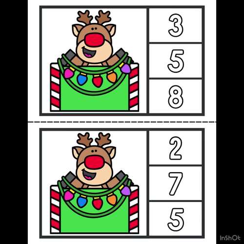 Holiday Reindeer Numbers to 10 Count & Clip Cards | Kindergarten Math ...