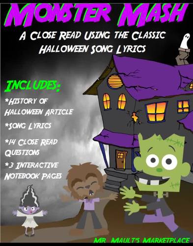 Monster Mash: Halloween Close Reading Using Song Lyrics w/ Halloween ...