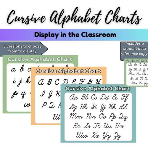 Cursive Alphabet Chart - Upper & Lower Case with Student Reference Copy