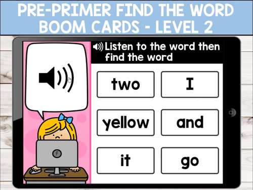Pre-Primer Sight Words Boom Cards inc Audio | Find the Sight Word - Level 2