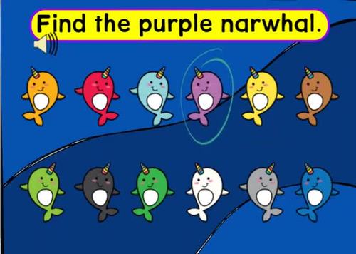 Find the PURPLE Color Recognition | BOOM CARDS with audio | Beach