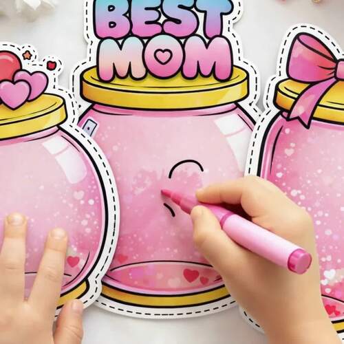 Love Jar Coloring Templates for Mother’s Day DIY Crafts, Bulletin ...