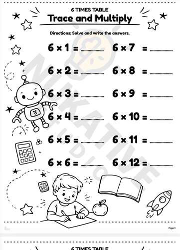 6Times Table Worksheets. Multiplication Practice. No Prep Printable ...
