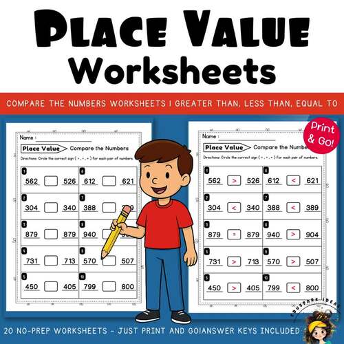 2nd Grade Place Value Compare the Numbers Worksheets | Greater Than ...