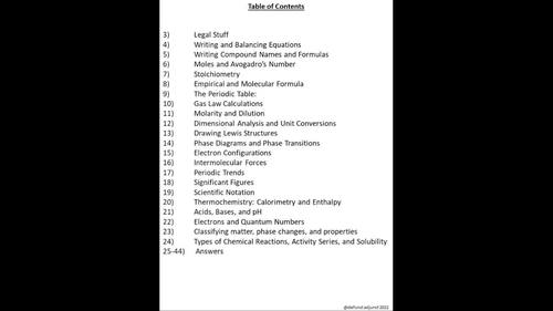 Chemistry 1 Final Exam Review: 21 Single Page Worksheets on Chemistry ...